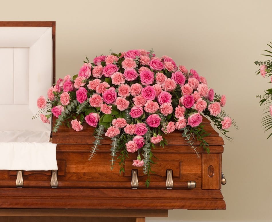 Pink Rose and Carnation Casket Spray- Stadium Flowers